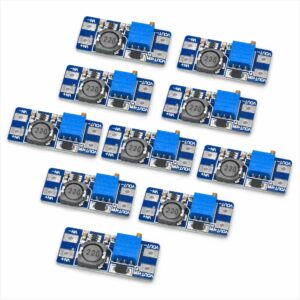 osoyoo 10pcs mt3608 dc-dc step up boost converter module 2a adjustable voltage regulator board input voltage 2.5v-15v to 5v-20v output voltage for arduino