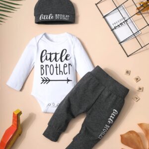 AGAPENG Newborn Boy Outfits Infant Boy Clothes Little Brother Outfit Long Sleeve Romper Pants with Hat Newborn Baby Boy Clothes