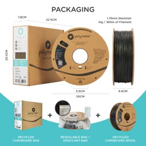 Polymaker ABS Filament 1.75mm Dark Grey, ABS 3D Printer Filament 1.75mm Heat Resistant 1kg - PolyLite ABS 3D Printing Filament 1.75mm, Strong & Durable, Dimensional Accuracy +/- 0.03mm