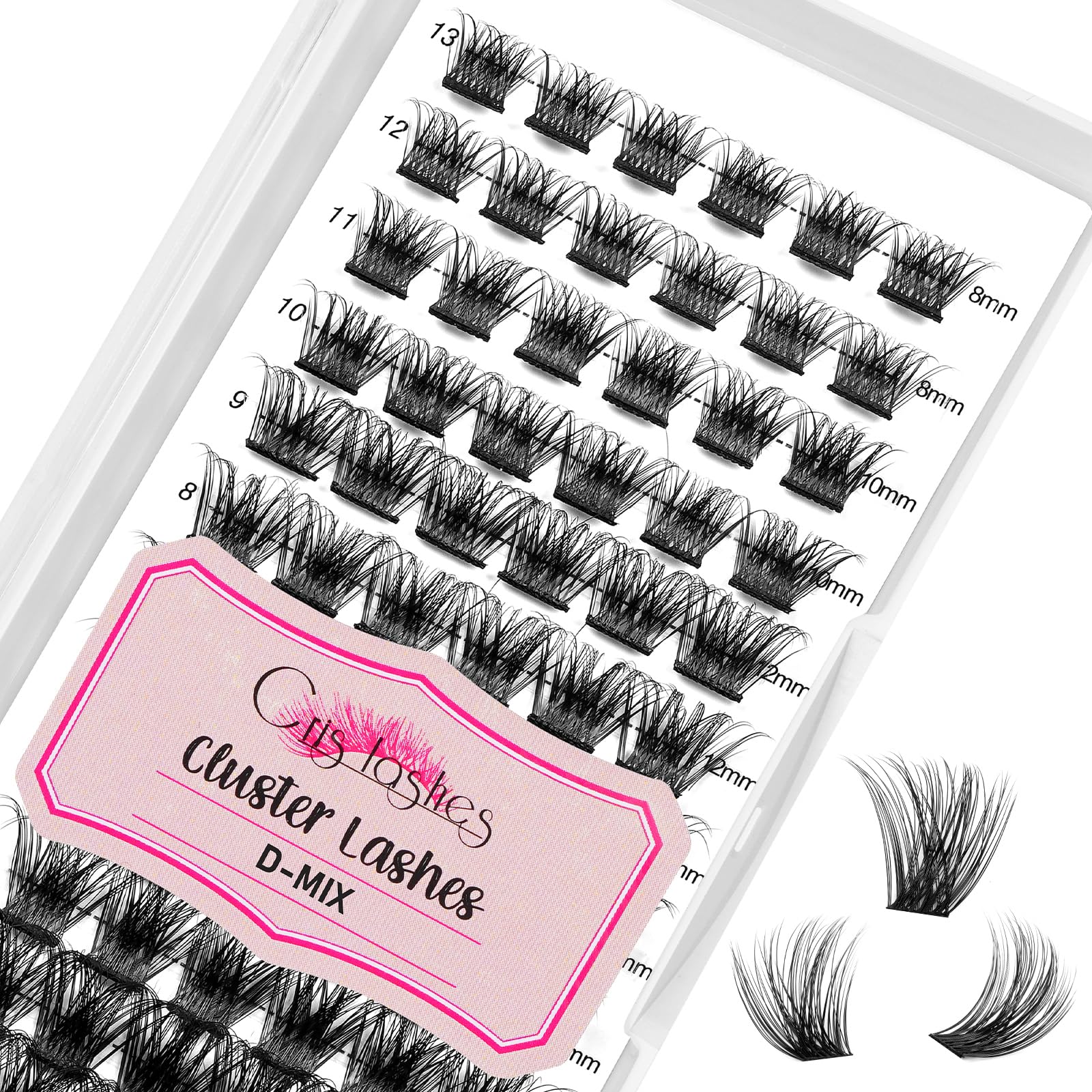 DIY Eyelash Extensions 78pcs Crislashes Mixed Eyelash Clusters 8-16mm D Curl Volume DIY Cluster Eyelash Extensions for Home Use(H-D Curl Mix8-16mm)