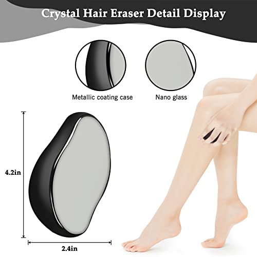 Crystal Hair Eraser, 2022 Magic Crystal Hair Eraser, Painless Exfoliation Magic Crystal Hair Remover, Fast & Easy Crystal Hair Eraser for Women and Men (Black)