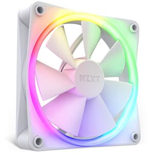 nzxt f120 rgb fans - rf-r12sf-w1 - advanced rgb lighting customization - whisper quiet cooling - single (rgb fan & controller required & not included) - 120mm fan - white