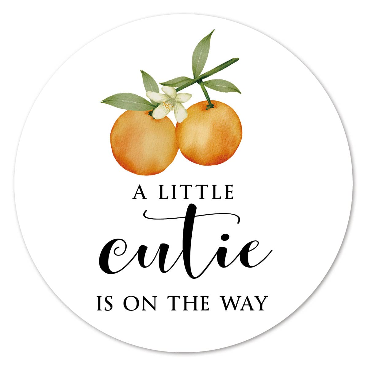 Orange a Little Cutie Is On The Way Stickers, 2inch Baby Shower Party Labels 40-Pack