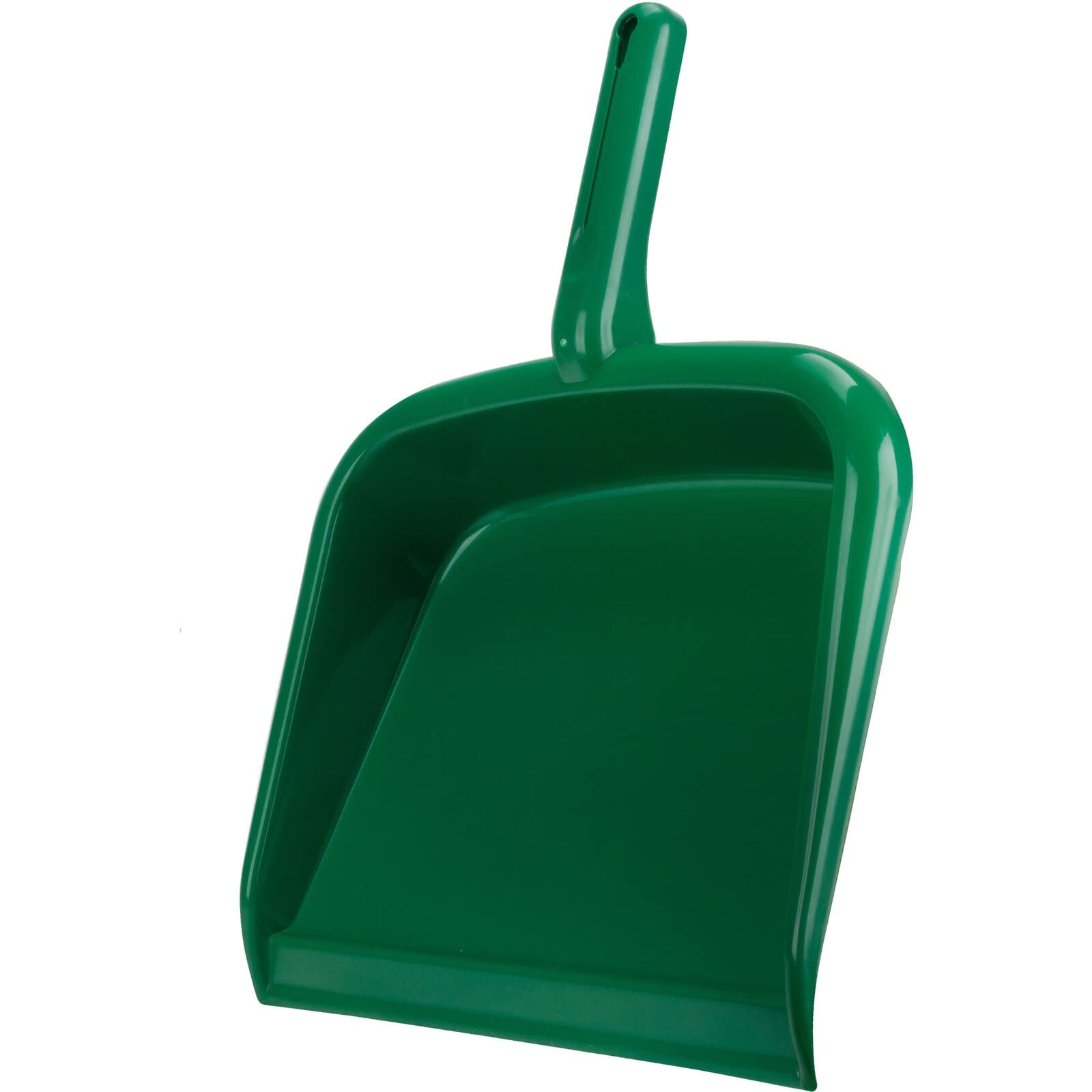 SPARTA Large Handheld Dustpan with Hanging Hole, Heavy-Duty Plastic Dustpan with Wide Lip for Countertops and Surfaces, Plastic, 10 Inches, Green