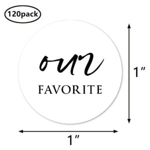 White Our Favorite Mini Stickers, 1 Inch Wedding Party Favor Sticker Labels, 120-Pack