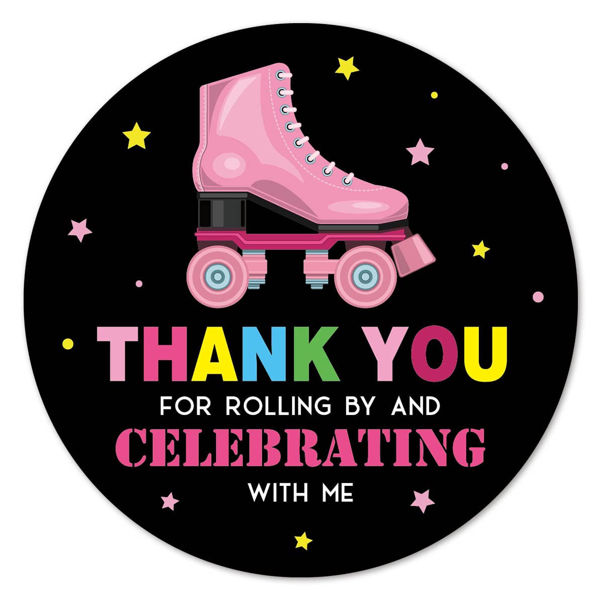 Roller skating Thank You Stickers, 2 Inch Baby Shower Birthday Party Favor Labels 40-Pack