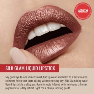 Runway Rogue Silk Glam Liquid Lipstick, Long Wear Frosted Rich Golden-Bronze Lipstick, ‘Film Noir’