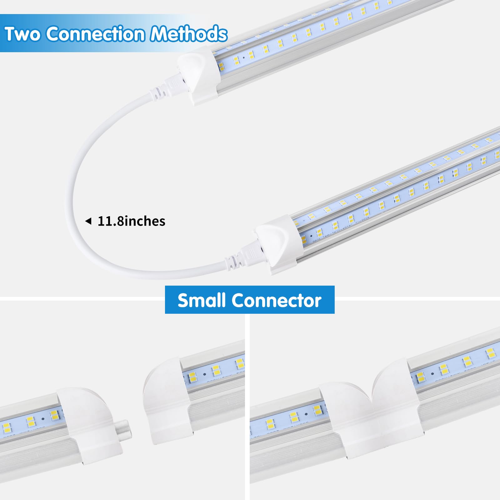 AQIQUUT Led Shop Light 2ft, Led Shop Light,25W 6500K 3200LM Clear Cover,T8 LED Light Fixture,Ceiling and Utility Shop Lights, Linkable Light Fixture for Room, Garage, Workbench, Warehouse(2-Pack)