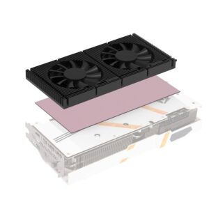 gpu backplate memory radiator aluminum heatsink cooler with dual 70mm 4pin pwm cooling fan and 1.2mm 7w thermal pad for graphics card rtx 3090