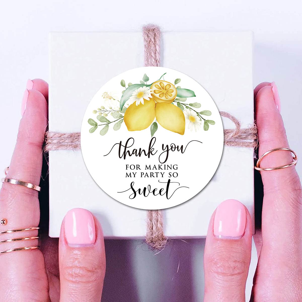 Lemon Thank You Sweet Stickers, 2 Inch Baby Shower Birthday Party Favor Labels 40-Pack