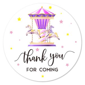 carousel thank you stickers, 2 inch baby shower birthday party favor labels 40-pack