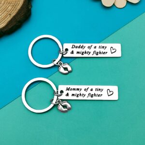 NICU Dad NICU Mom Gift Mommy Daddy of A Tiny Mighty Fighter Keychain Set NICU Parents Gift New Born Gift Preemie Baby Gift Mothers Father's Day Gift for New Dad Mom Neonatal Intensive Care Unit Gift