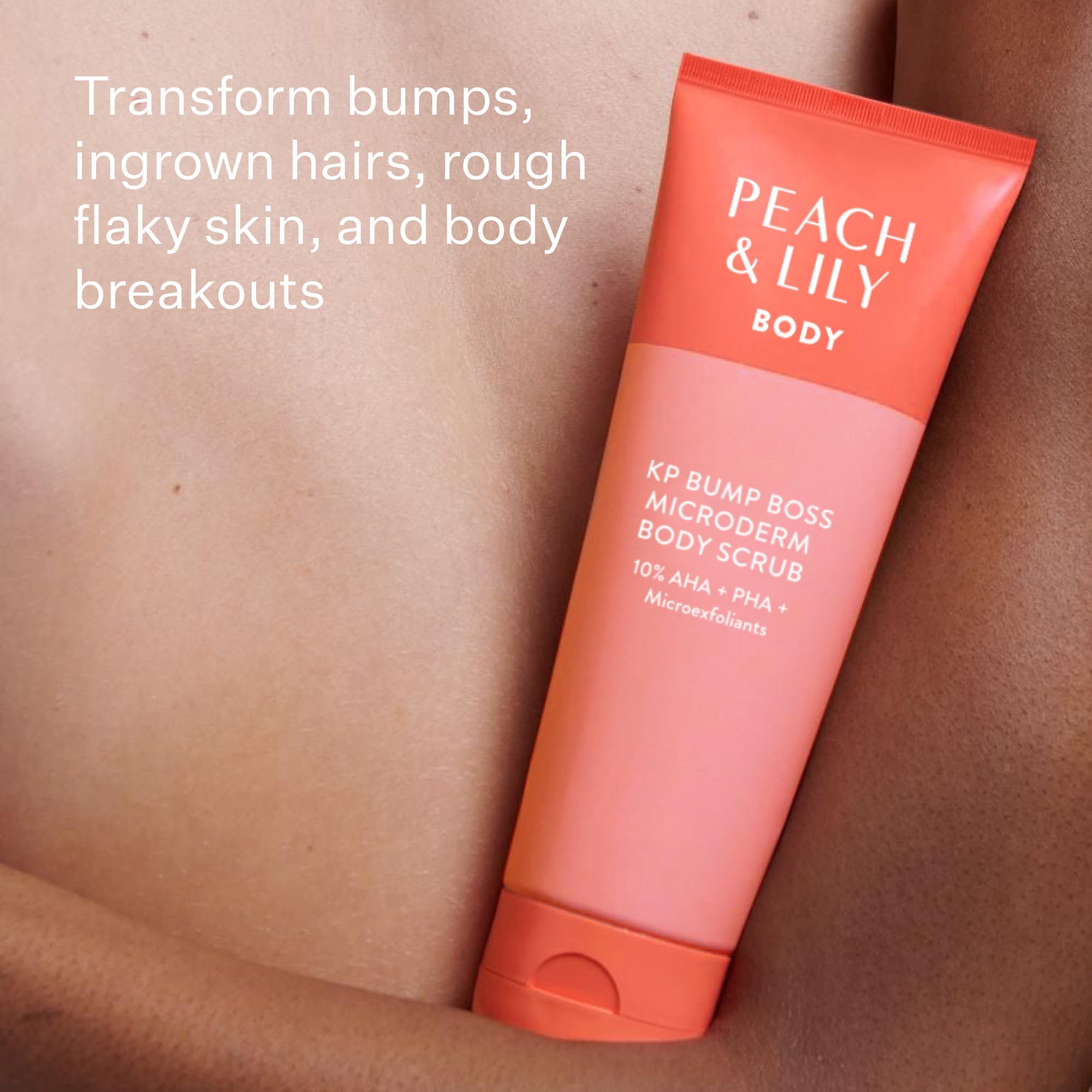 Peach & Lily KP Bump Boss Microderm Body Scrub | 10% AHA (7% Glycolic Acid + 3% Lactic Acid) | Smooth, Silky-Soft And Radiant Skin | Clean, Non-Toxic, Cruelty-Free | 8.11 Oz