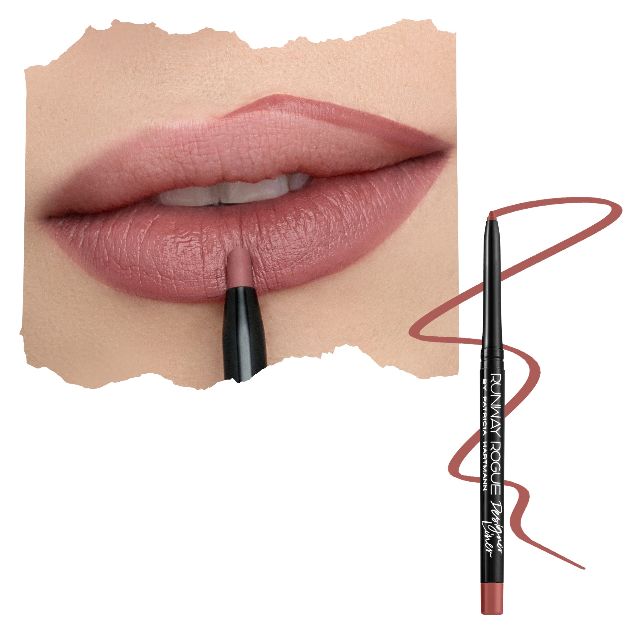 Runway Rogue Designer Liner Lip Pencil, Matte Medium Dusty-Rose Lip-Liner Pencil and Lip-Liner Sharpener, ‘Work It Babe’