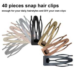 Geosar 40 Pieces Hair Clips, Grip Hair Clips Metal Hair Barrettes for Women Snap Clips Double Hair Clip Pins, Women Hair Accessories for Girls Hair Making Salon (Black, Dark Gray, Ancient Red, Green)