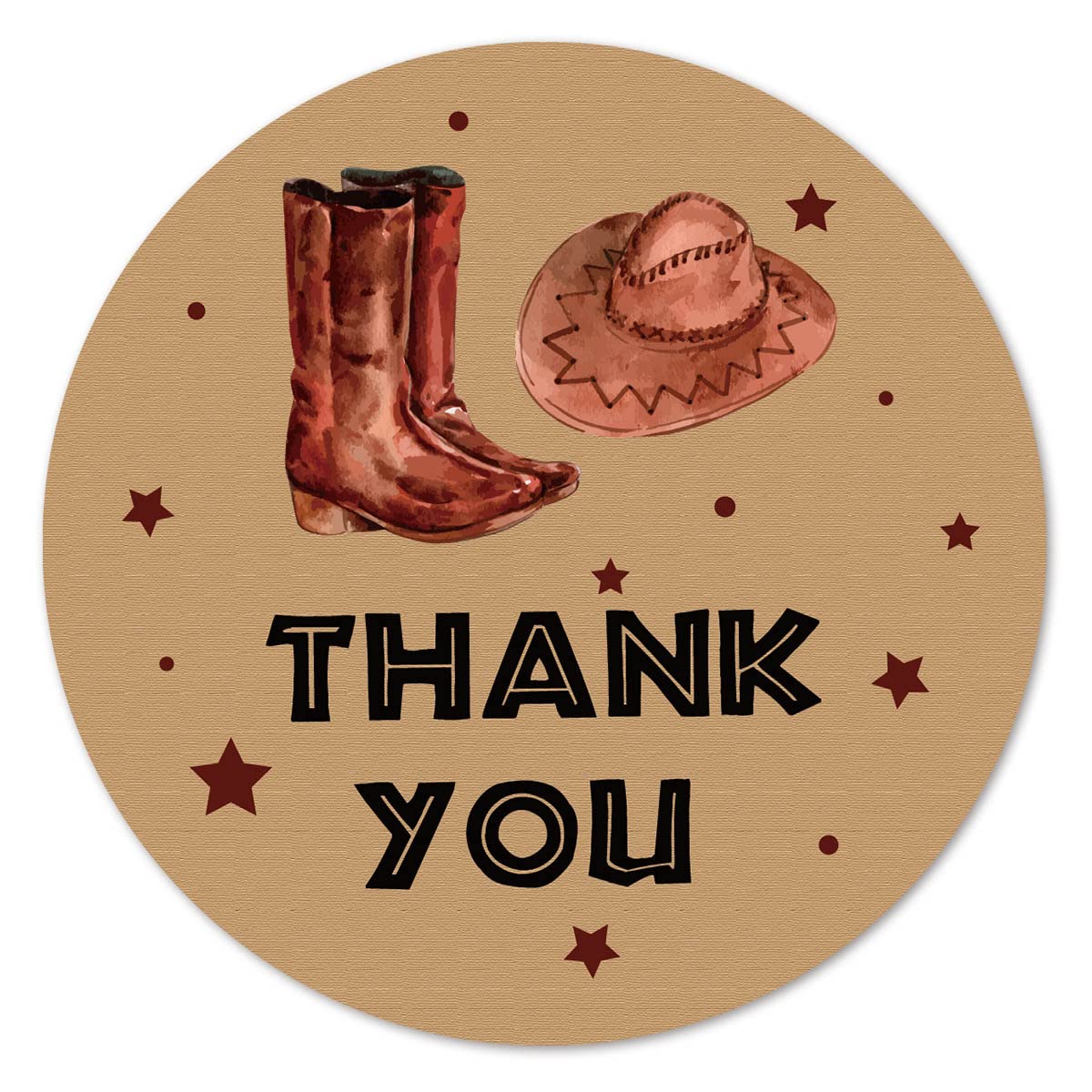 Cowboy Boots Thank You Stickers, 2 Inch Boy Western Birthday Baby Shower Party Favor Labels 40-Pack