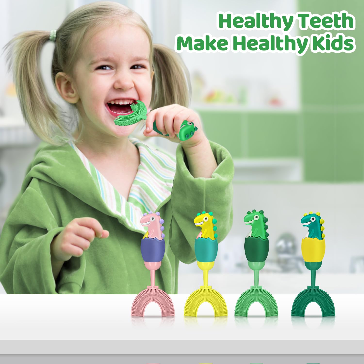 ZMRZ Toddler Toothbrush, U-Shaped Kids Toothbrush for 2-6 Years, Baby Toothbrush with Food Grade Soft Silicone, 360° Manual Whole Mouth Toothbrush for Kids