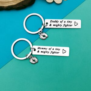 NICU Dad NICU Mom Gift Mommy Daddy of A Tiny Mighty Fighter Keychain Set NICU Parents Gift New Born Gift Preemie Baby Gift Mothers Father's Day Gift for New Dad Mom Neonatal Intensive Care Unit Gift