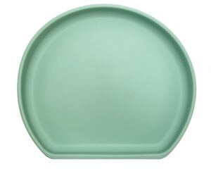 otterlove silicone baby plate with suction base - 100% platinum pure lfgb silicone with no fillers - bpa free - fits most highchair trays (undivided sage plate + cover)