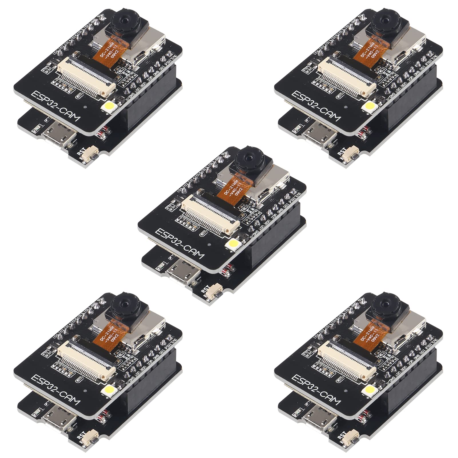 5Pcs ESP32 Cam Micro USB ESP32 Serial to WiFi ESP32 CAM Development Board with OV2640 Module WiFi Bluetooth with TTL Downloader