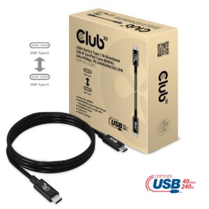 Club 3D CAC-1576 USB4 Gen3x2 Type C to Type C Bi-Directional Cable with 240W Charging, 40Gbps Data Transmission and Supports 8K60Hz Video 1m - 3,28ft