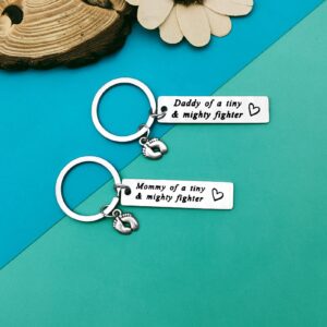 NICU Dad NICU Mom Gift Mommy Daddy of A Tiny Mighty Fighter Keychain Set NICU Parents Gift New Born Gift Preemie Baby Gift Mothers Father's Day Gift for New Dad Mom Neonatal Intensive Care Unit Gift