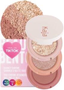 kaja beauty bento collection - bouncy eyeshadow trio | 16 peach madeline | nude peach tone | vegan, cruelty free