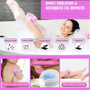 Avilana Blue and Pink Silicone Body Scrubber Bundle - Vibrant and Cheerful Dual-Tone Set