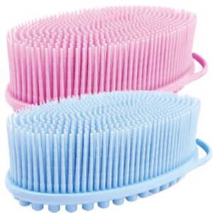 avilana blue and pink silicone body scrubber bundle - vibrant and cheerful dual-tone set