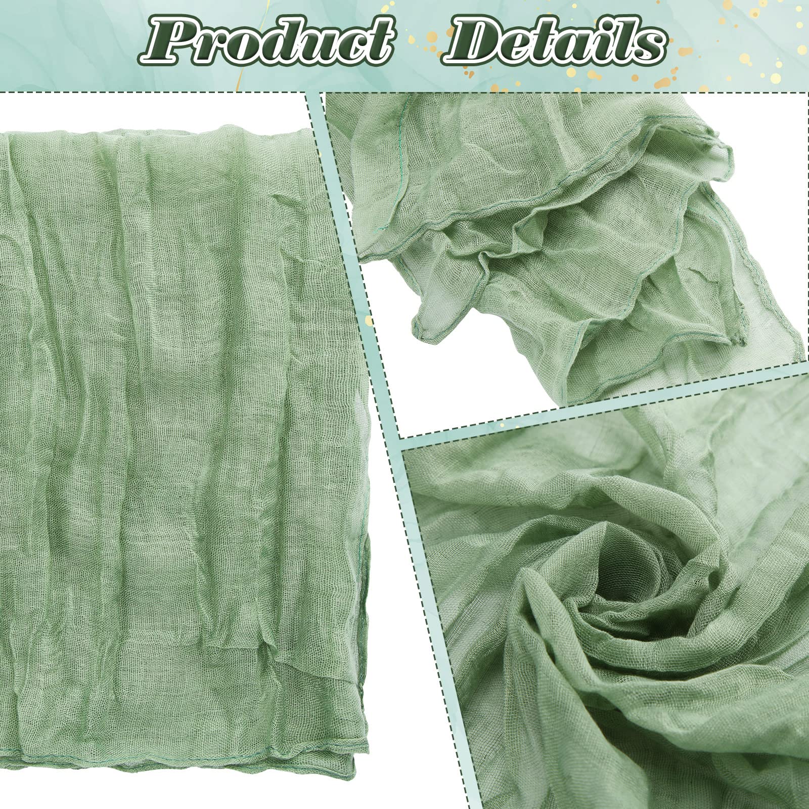 Gauze Cheesecloth Napkins Wrinkled Dinner Napkins Soft Cotton Table Napkins Decorative Cloth Napkins for Weddings Parties Family Everyday Use, 20 x 20 Inch (Sage Green, 12 Packs)