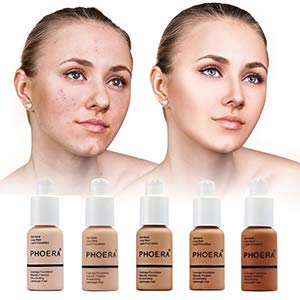 PHOERA Foundation,Flawless Soft Matte Oil Control Liquid Foundation Full Coverage Face Makeup. (105# Sand)