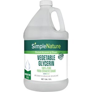 simplenature 100% pure vegetable glycerin - 1 gallon (128 fl oz) - natural pure food/cosmetic grade skincare, haircare, cosmetics, soapmaking, crafts - softening & moisturizing multipurpose humectant