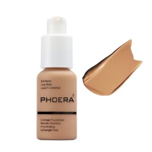 phoera foundation,flawless soft matte oil control liquid foundation full coverage face makeup. (105# sand)