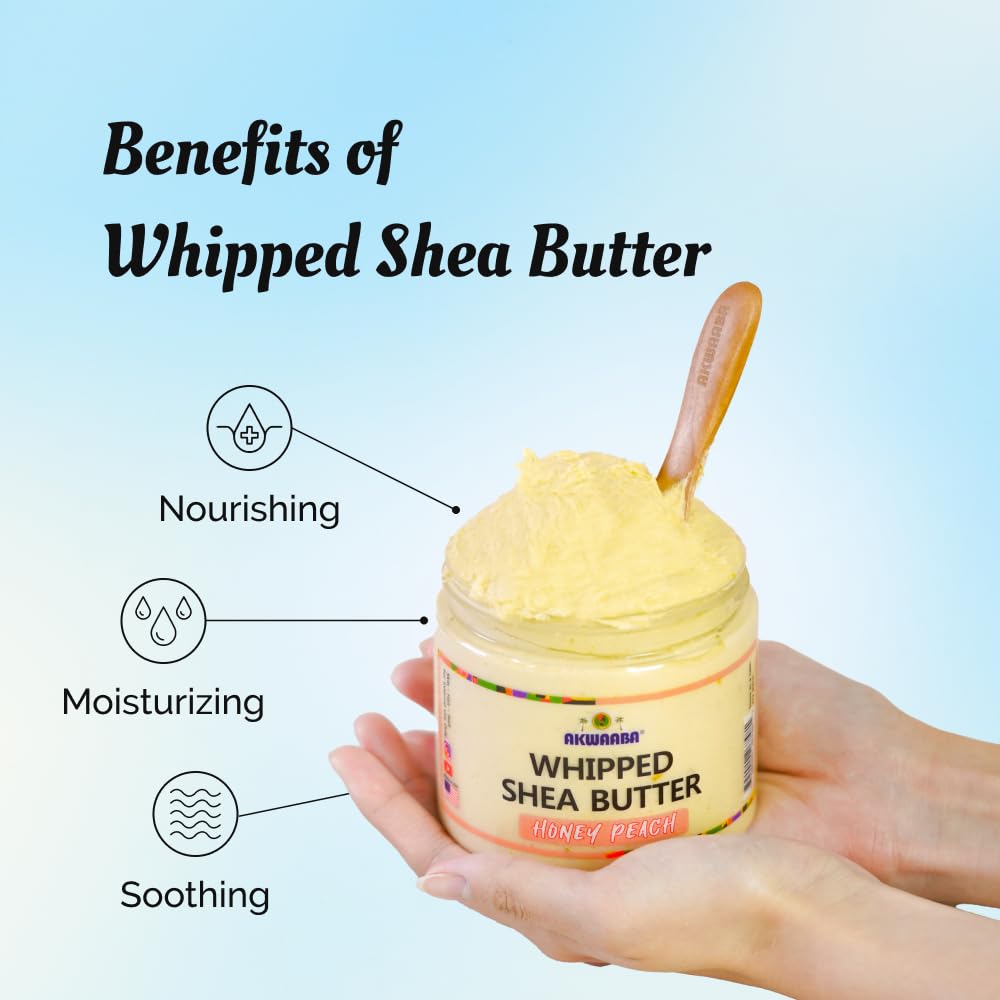 AKWAABA Whipped Shea Butter (Pink Sugar) - Nourishes, Moisturizes & Soothes | Pure Shea Butter | No Dyes & Parabens | 12 oz / 340 g