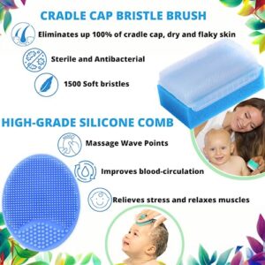 Cradle Cap Brush for Babies - Cradle Cap Treatment Set of 6 | Baby Brush and Comb Set Newborn | Baby Sponge for Bathing Newborn Bath Essentials | Baby Comb & Scalp Scrubber Set of 6