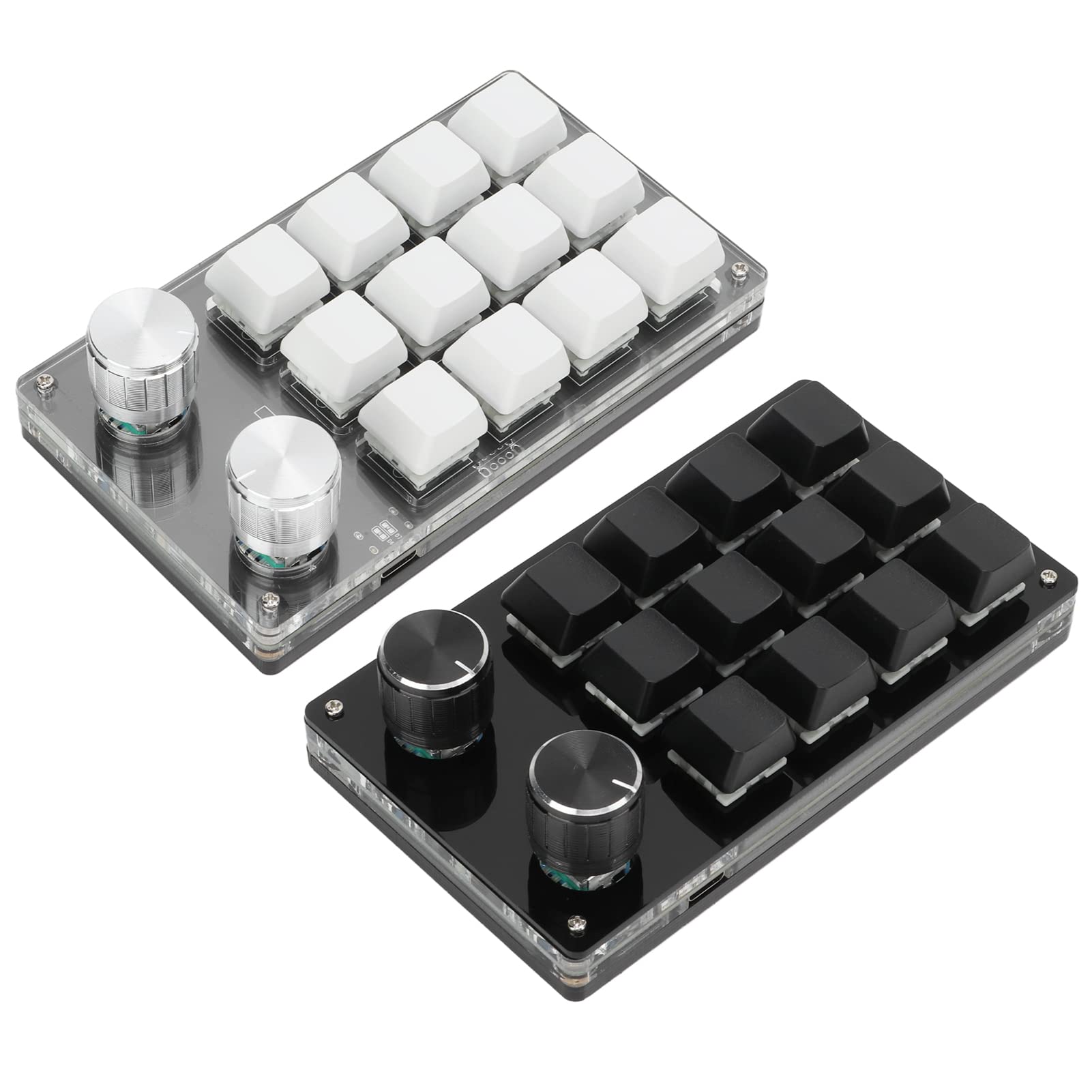 Arsor One Handed Programmable Mechanical Keyboard, 12 Keys RGB Multifunctional Gaming Keypad Macro Keyboard with Knob Plug and Play for Windows(Black White)