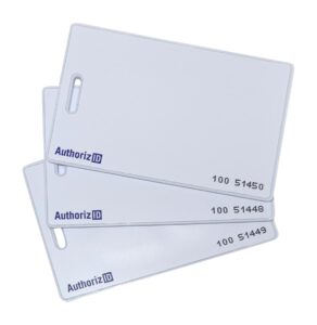 authorizid 5 – 26 bit h10301 125 khz clamshell proximity card wiegand t5577 chip. compatible with 1386 1326 7610 1586 1391 and 1346. works with nearly all access control systems. free tech support.