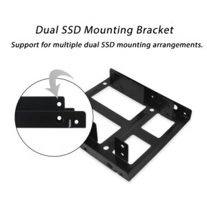 YAODHAOD Dual SSD Mounting Bracket, 2.5 to 3.5 Internal Hard Drive Adapter, SSD HDD Drive Bays Metal Mounting Holder Kit (Pack of 2) (Dual SSD Adapter)