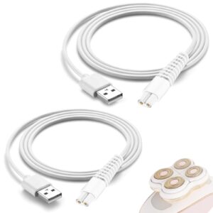 charging cable replacement for flawless legs shaver, 2 pack power cord electric trimmer charger cable charger cord for finishing touch flawless legs hair remover electric shaver for women, white