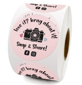 cute snap share with camera design thank you stickers, online retailers small business small shop gift bags packages labels envelopes stickers, 500 labels per roll