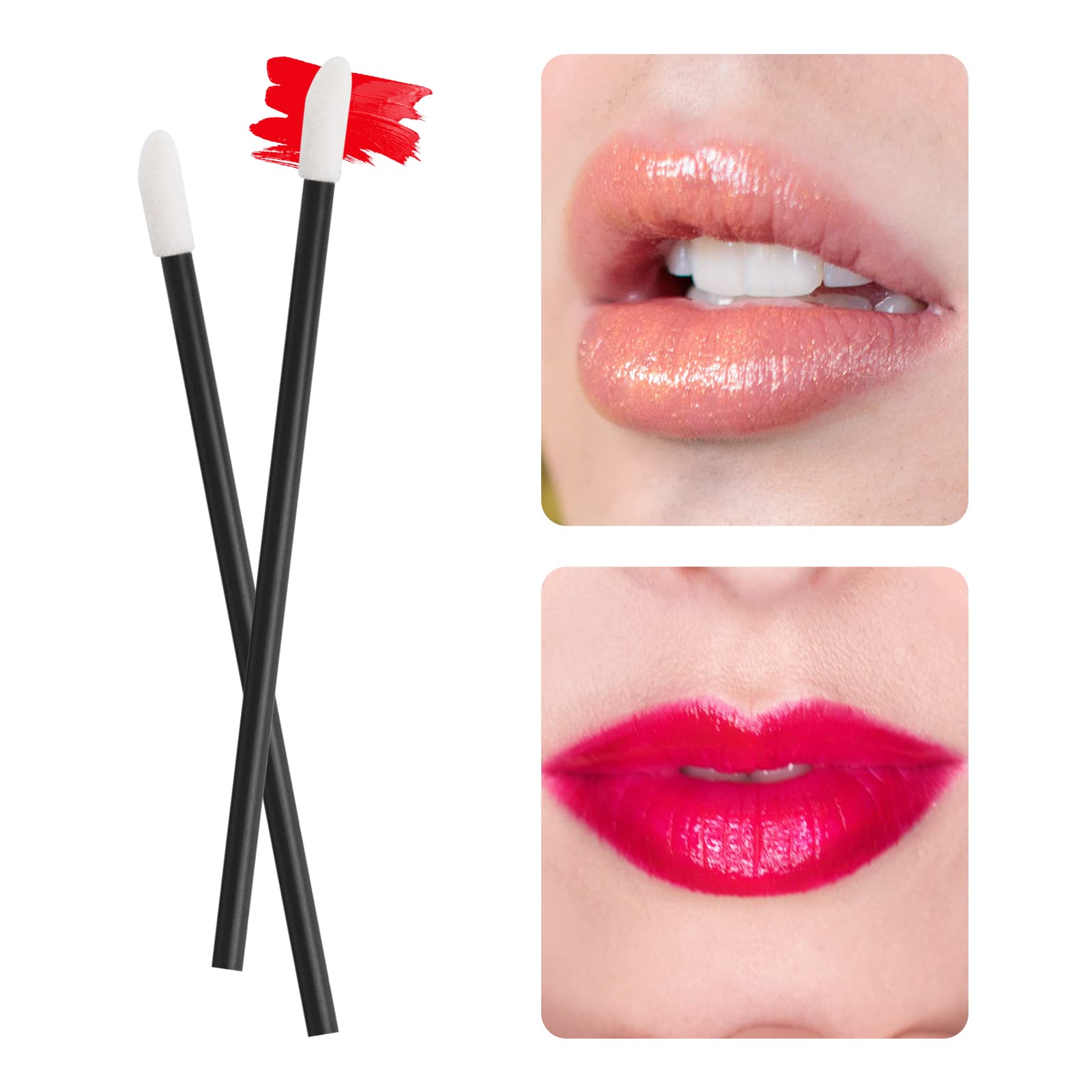 500PCS Lip Wands Applicators Disposable - Vaincre Lipstick Brush Lip Gloss Makeup Applicator Beauty Tool Kits Black