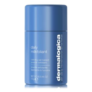 dermalogica daily milkfoliant, face exfoliator, powder scrub exfoliant with aha and bha - calming, polishing and hydrating skin, oat-based, vegan product, travel size, 0.45 fl oz