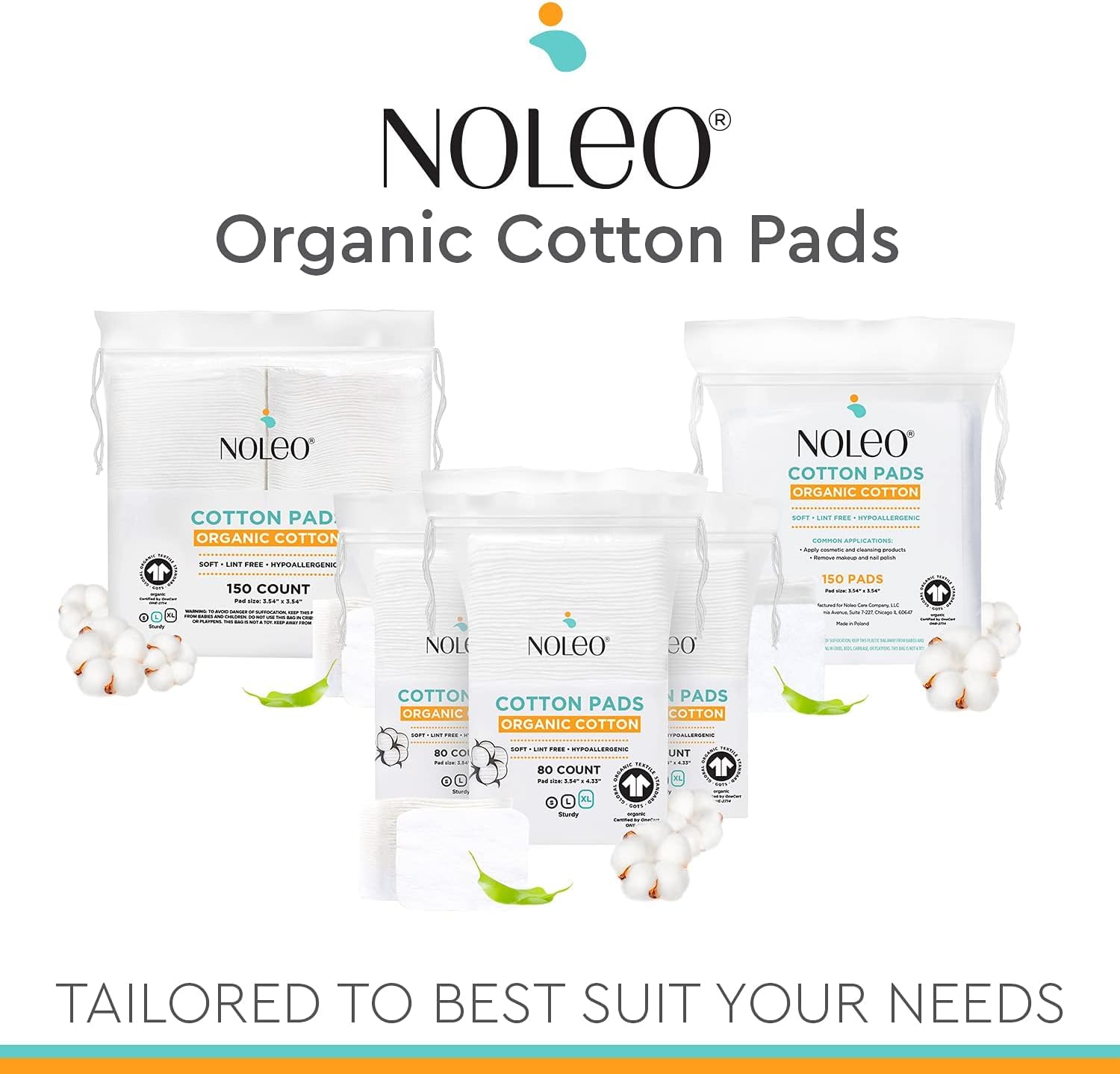 Organic Cotton Pads (450 Count (Pack of 3), Large & Pressed) - Lint Free, Soft, No Hard Edges, 3" 54x3 54