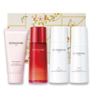 [upgraded] donginbi korean red ginseng essential care set ex, anti aging skin care routine kit - skin moisturizing for all skin type