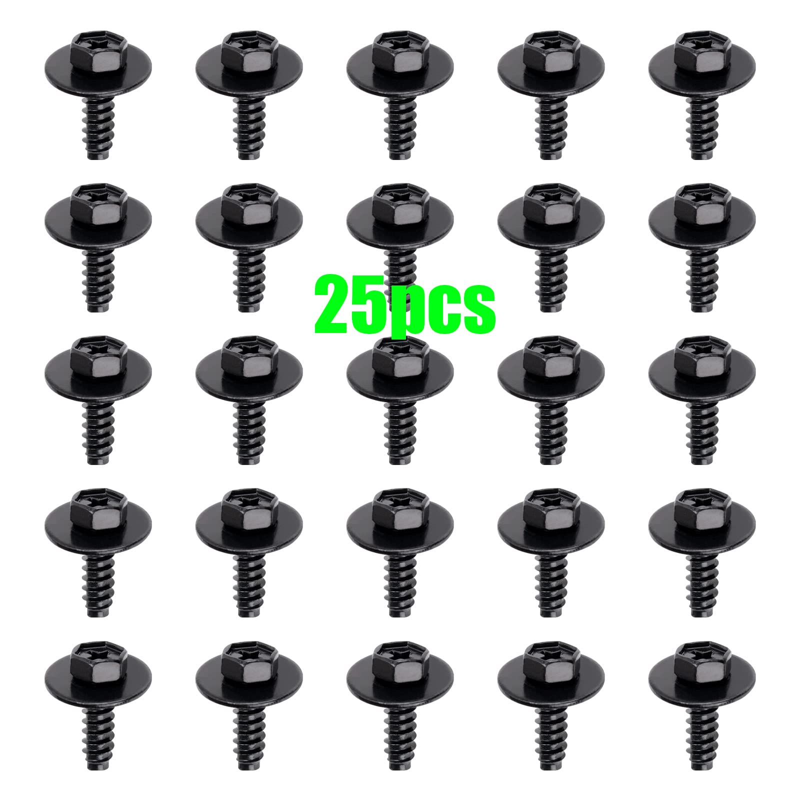 OAUTOO 25pcs M5-1.81 x 16mm Phillips Hex Head Sems Screws for 9CF6-00-516B Mazda 9CF600516B