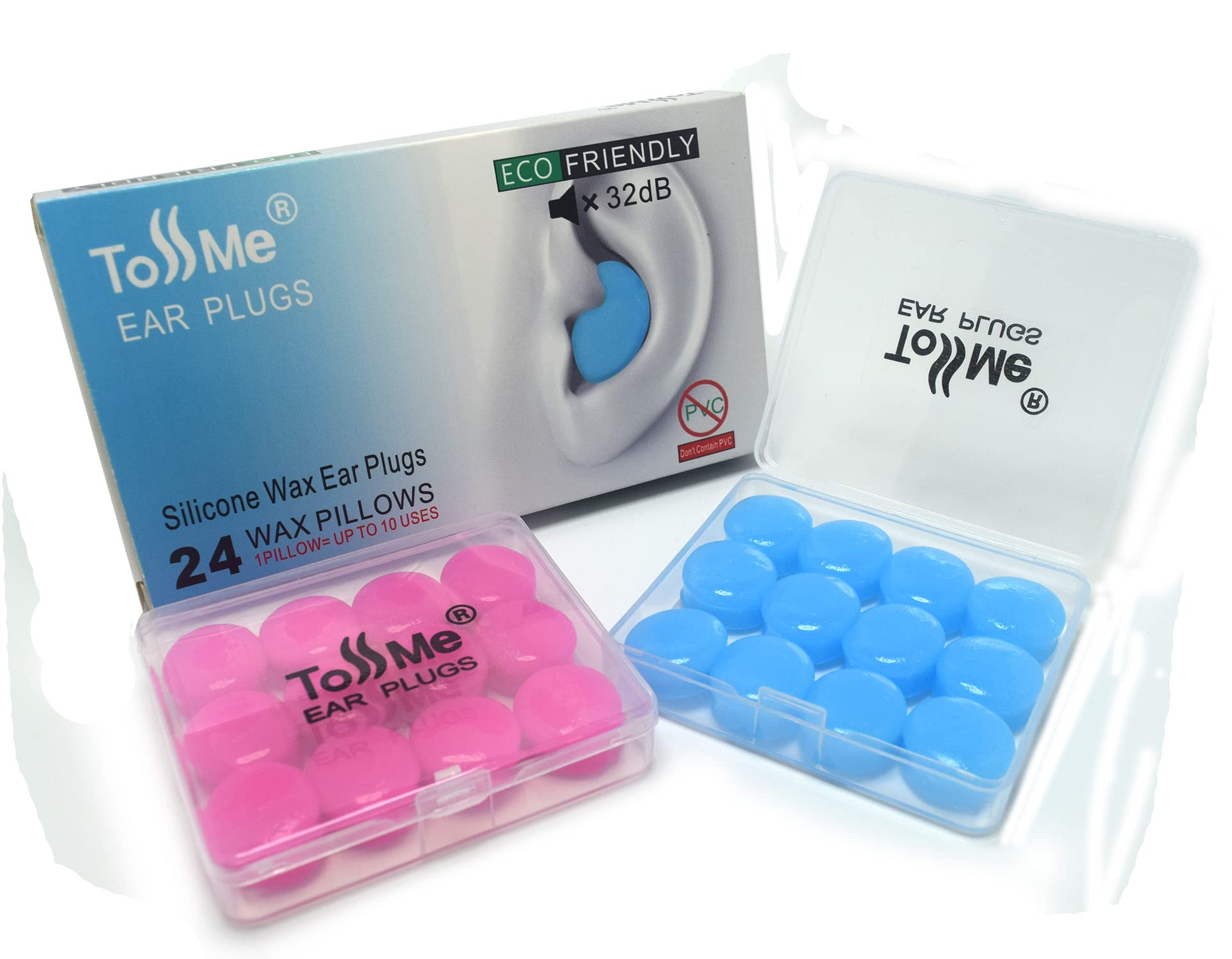 Wax Ear Plugs for Sleep - 24 Silicone Wax Earplugs for Swimming and Sleeping - Gel Ear Plugs for Noise Cancelling, Ear Protection - SNR -32dB earplugs