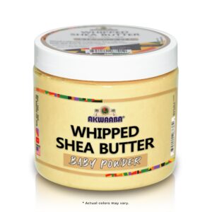 AKWAABA Whipped Shea Butter (Baby Powder) - Nourishes, Moisturizes & Soothes | Pure Shea Butter | No Dyes & Parabens | 12 oz / 340 g