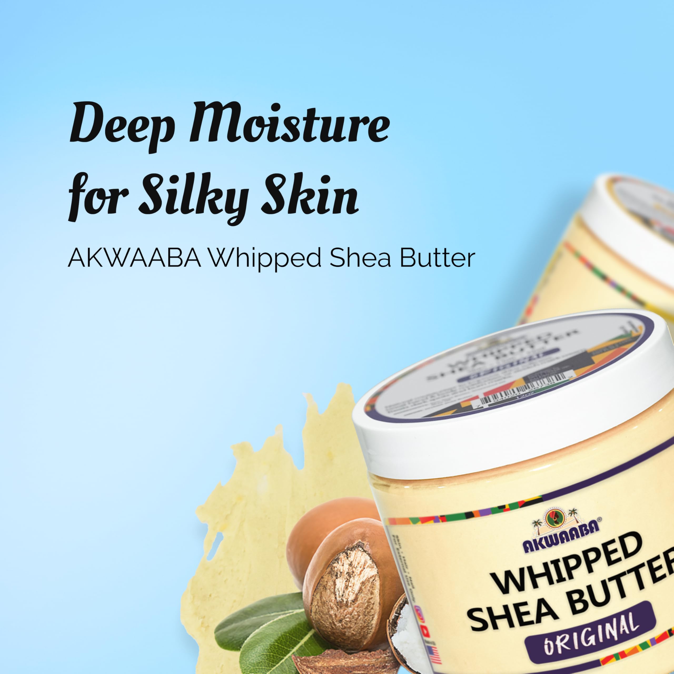 AKWAABA Whipped Shea Butter (Pink Sugar) - Nourishes, Moisturizes & Soothes | Pure Shea Butter | No Dyes & Parabens | 12 oz / 340 g