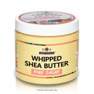 AKWAABA Whipped Shea Butter (Pink Sugar) - Nourishes, Moisturizes & Soothes | Pure Shea Butter | No Dyes & Parabens | 12 oz / 340 g