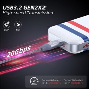 SANZANG 512GB Portable SSD External Solid State Drive - Up to 2000MB/s, USB 3.2 Gen 2x2, Type C, Compatible with PC/Mac/Android/Gaming Consoles